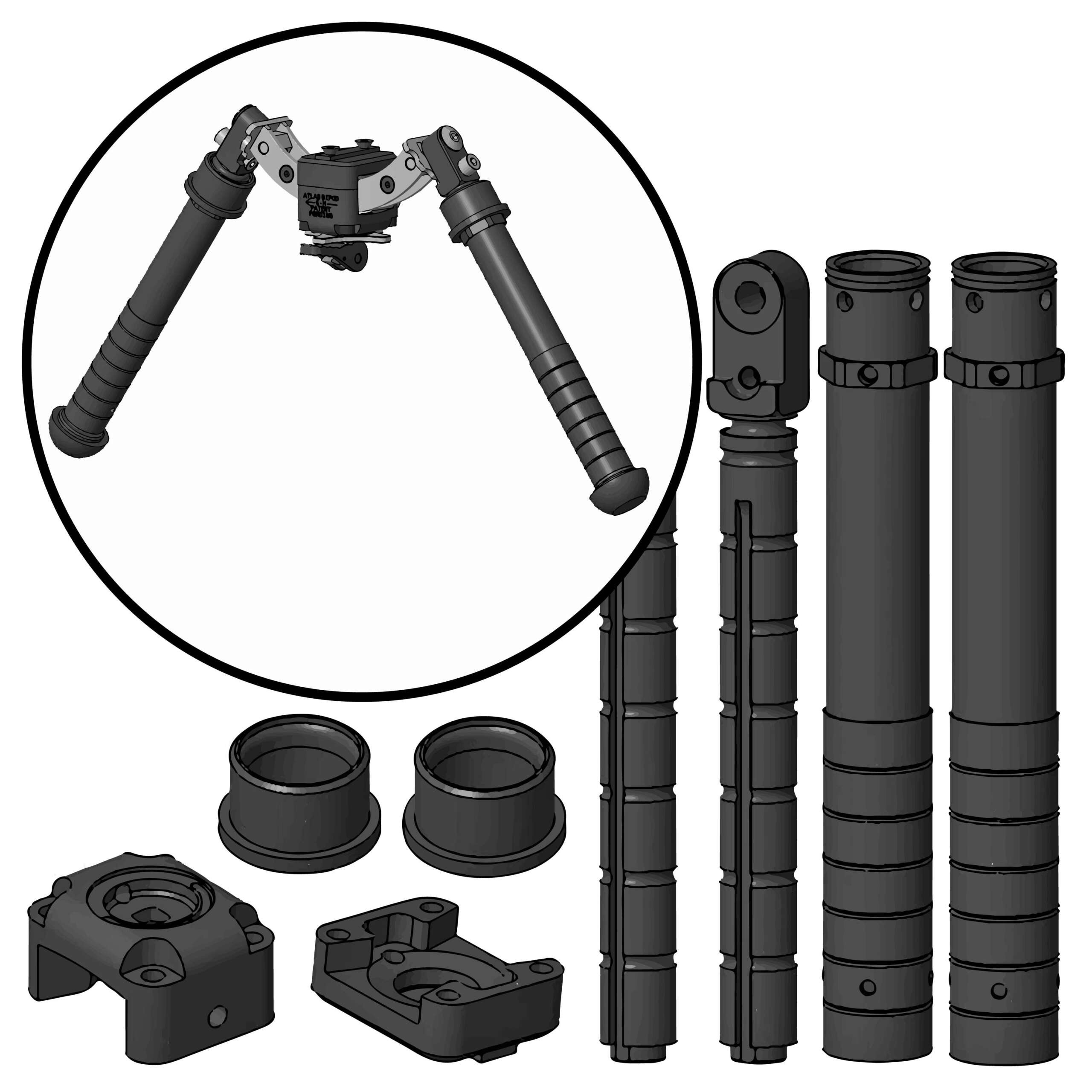 5-H Atlas Bipods - Unassembled | B&T Industries