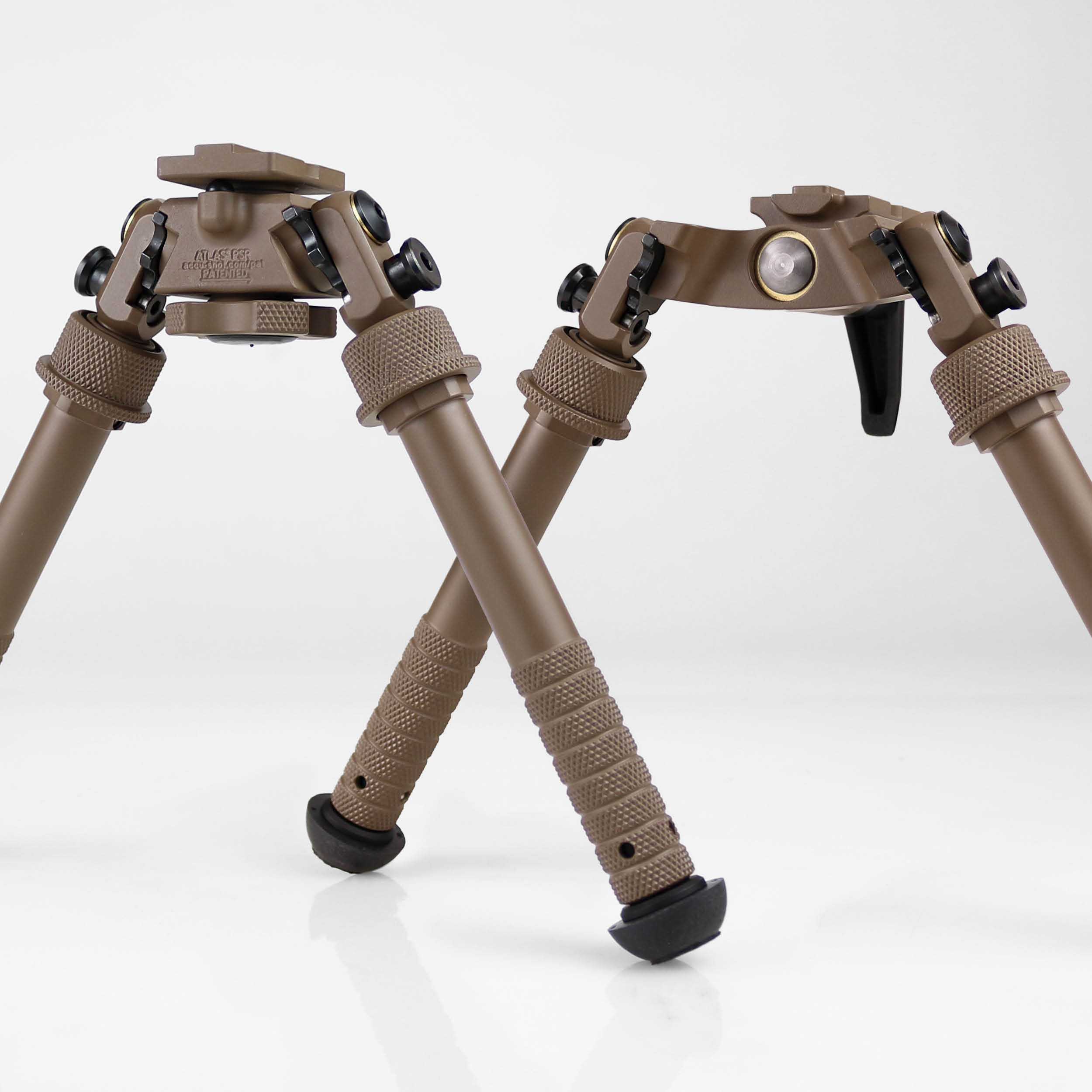 FDE Atlas Bipods with Black Hardware | B&T Industries
